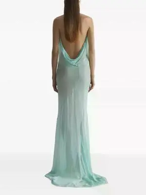 MUGLER Halterneck Draped Dress - Blue