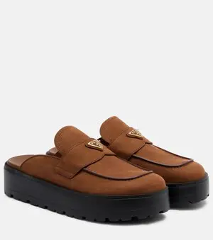 Prada Suede Mules - Brown