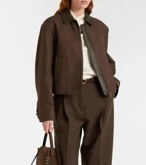 Vince Cropped Leather-trimmed Cotton-twill Jacket