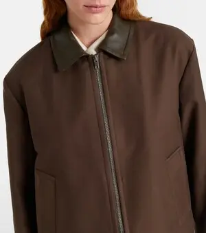 Vince Cropped Leather-trimmed Cotton-twill Jacket