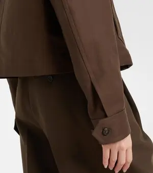 Vince Cropped Leather-trimmed Cotton-twill Jacket