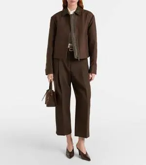 Vince Cropped Leather-trimmed Cotton-twill Jacket