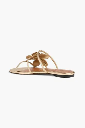 Zimmermann Floral Appliquéd Metallic Leather Sandals - Gold