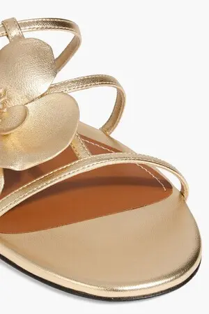 Zimmermann Floral Appliquéd Metallic Leather Sandals - Gold