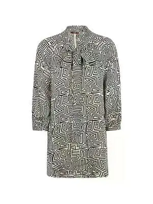 OBIDI Geometric Print Tie-neck Blouse
