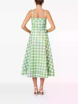 Rosie Assoulin Embroidered Gingham Midi Dress - Green