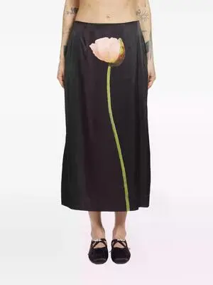 Simone Rocha Pencil Skirt With Poppy Motif