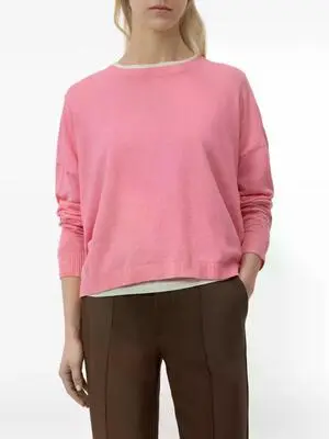 Closed Crew Neck Long-sleeve Sweater - Pink
