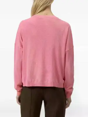 Closed Crew Neck Long-sleeve Sweater - Pink