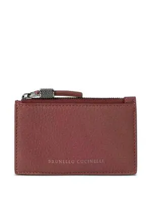 Brunello Cucinelli Logo Leather Card Holder - Red
