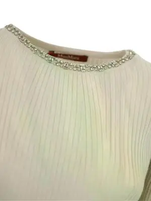 Max Mara Ribbed Knit Top With Jewel Embellishment