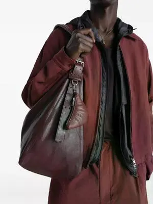 LEMAIRE Mini Croissant Zipped Leather Keyring - Red