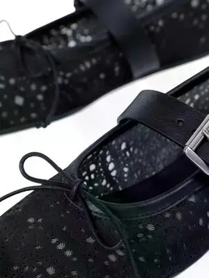 ANN DEMEULEMEESTER Zoey Lace-effect Leather Ballet Flats - Black