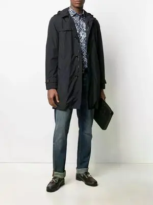 MOORER Hooded Button Trench Coat