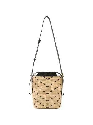 Pinko Raffia Drawstring Bucket Bag