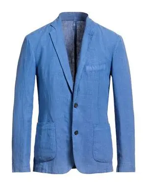 120% Lino Linen Single-breasted Blazer - Blue