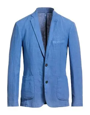 120% Lino Linen Single-breasted Blazer - Blue