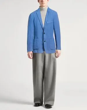 120% Lino Linen Single-breasted Blazer - Blue