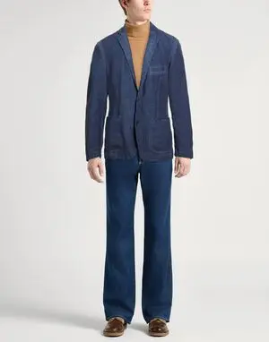 120% Lino Linen Single-breasted Blazer - Navy