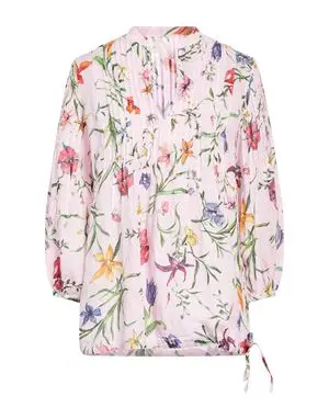 120% Lino Floral-print Linen Blouse - Pink