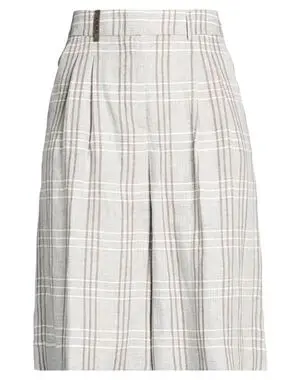 Peserico Linen Tartan Pattern High Waisted Shorts - Grey