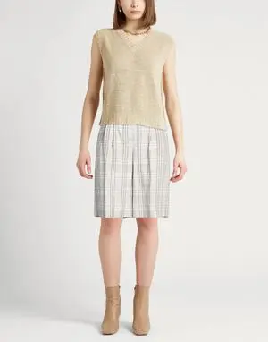 Peserico Linen Tartan Pattern High Waisted Shorts - Grey