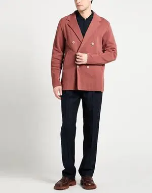 LARDINI Cotton Knitted Double-breasted Blazer - Red