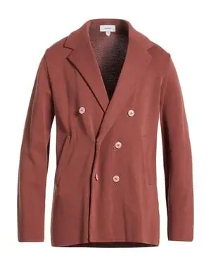 LARDINI Cotton Knitted Double-Breasted Blazer Rust