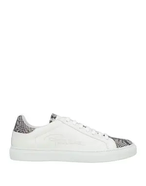 Roberto Cavalli Leather Low-top Sneakers With Snakeskin Print And Embroidered Logo