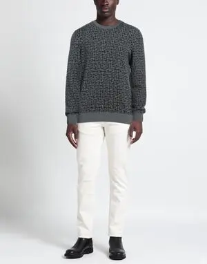 Balmain Sweater In Merino Wool, Linen, And Polyamide - Grey