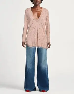 Zadig&Voltaire Sweater In Cashmere With Crystals And Fringe