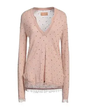 Zadig&Voltaire Sweater In Cashmere With Crystals And Fringe - Light Brown
