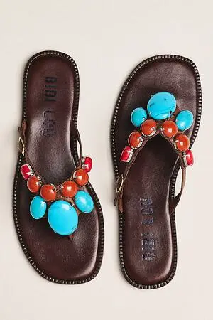 BIBI LOU Fira Stone Embellished Flip-flop Sandals - Brown