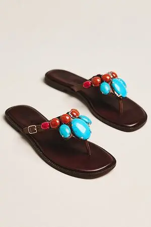 BIBI LOU Fira Stone Embellished Flip-flop Sandals