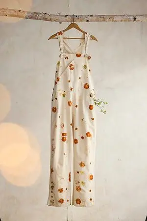 DYE KWEEN Flower Power Cotton Canvas Overalls
