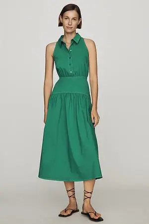 EXQUISE Tobie Drop-waist Midi Shirtdress - Green