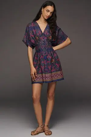 EXQUISE Tobie Linen Mini Shirt Dress - Navy