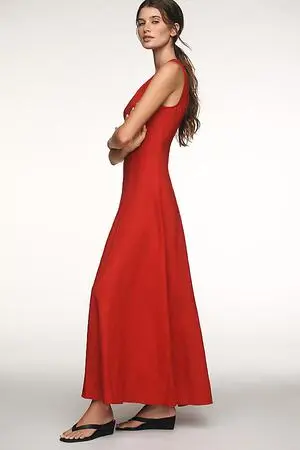 REFORMATION Cecilia Linen Maxi Dress - Lipstick