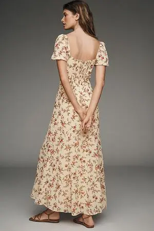 REFORMATION Gloria Puff-sleeve Floral Print Midi Dress