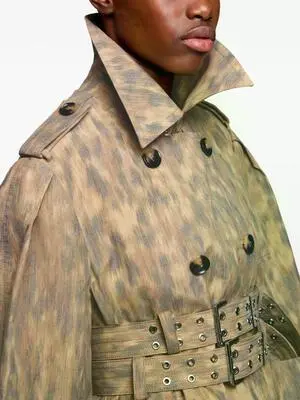 GANNI Printed Cotton Trench Coat