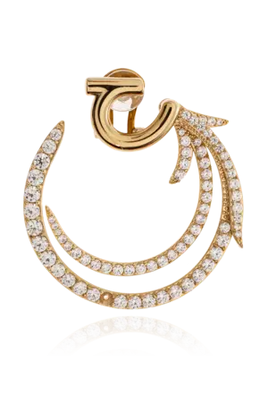 FERRAGAMO Round Clip-on Earrings With Crystals