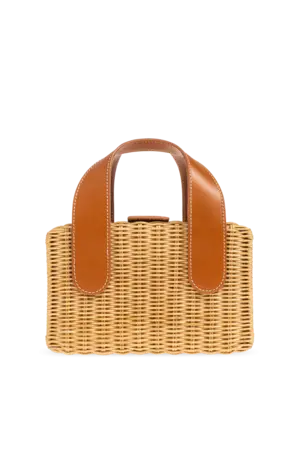Rodo Handbag With Woven Raffia And Leather Handles - Brown