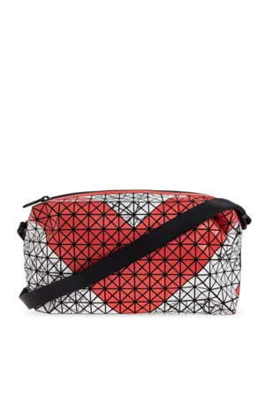 Issey Miyake Geometric Panel Shoulder Bag With Heart Motif - Red