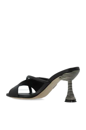 Rodo Leather Heeled Mules - Black