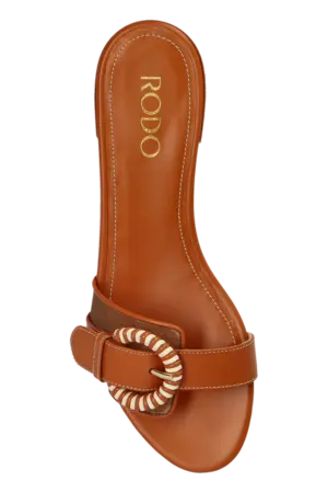 Rodo Leather Slides - Brown