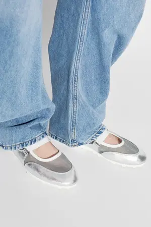 Marni Ballet Flats With Logo Patch - Silver