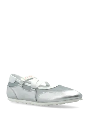 Marni Ballet Flats With Logo Patch - Silver