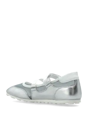 Marni Ballet Flats With Logo Patch - Silver