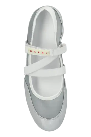 Marni Ballet Flats With Logo Patch - Silver