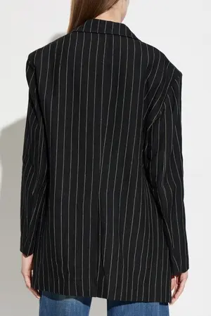 R13 Pinstripe Linen And Wool Blazer - Black